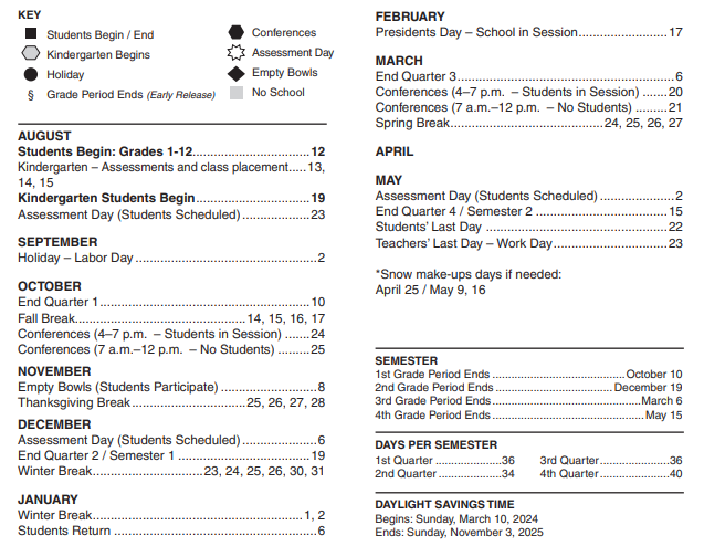 School Calendars - Pueblo School for Arts and Sciences